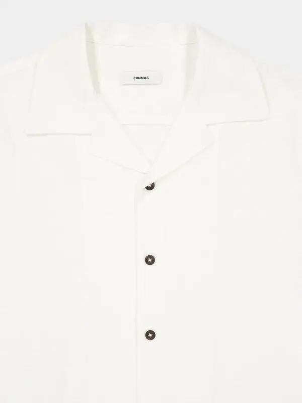 Commas Braided Camp Collar Shirt - White