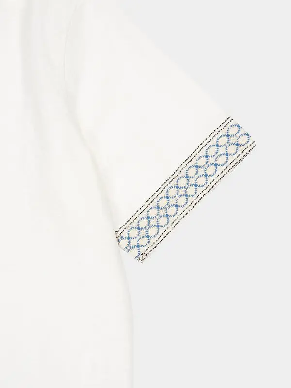 Commas Braided Camp Collar Shirt - White