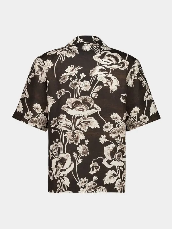 Commas Shirt Painted Peonies Linen - Black