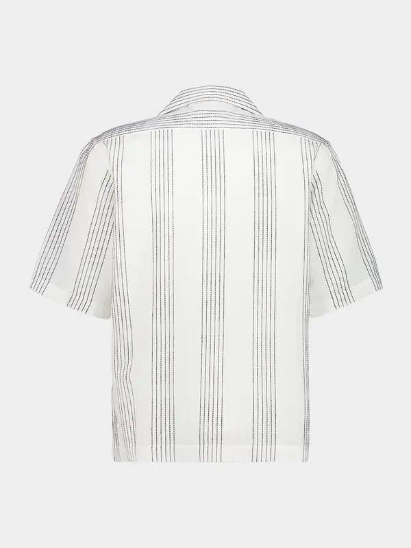 Commas Camp Collar Striped Cotton Shirt
