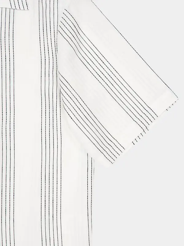 Commas Camp Collar Striped Cotton Shirt