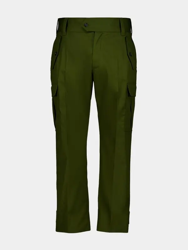 Alexander McQueen Khaki Cotton Cargo Trousers - Green