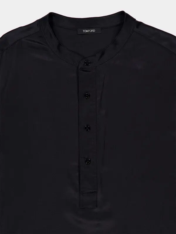 TOM FORD Silk Henley Pyjama Top - Black