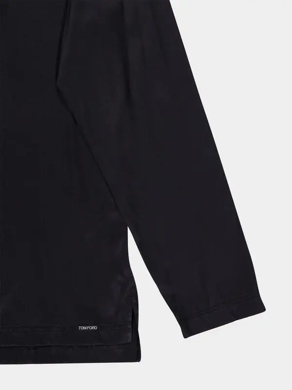 TOM FORD Silk Henley Pyjama Top - Black