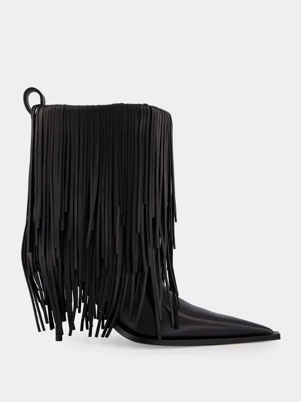 Balenciaga Avenue Fringe Leather Booties