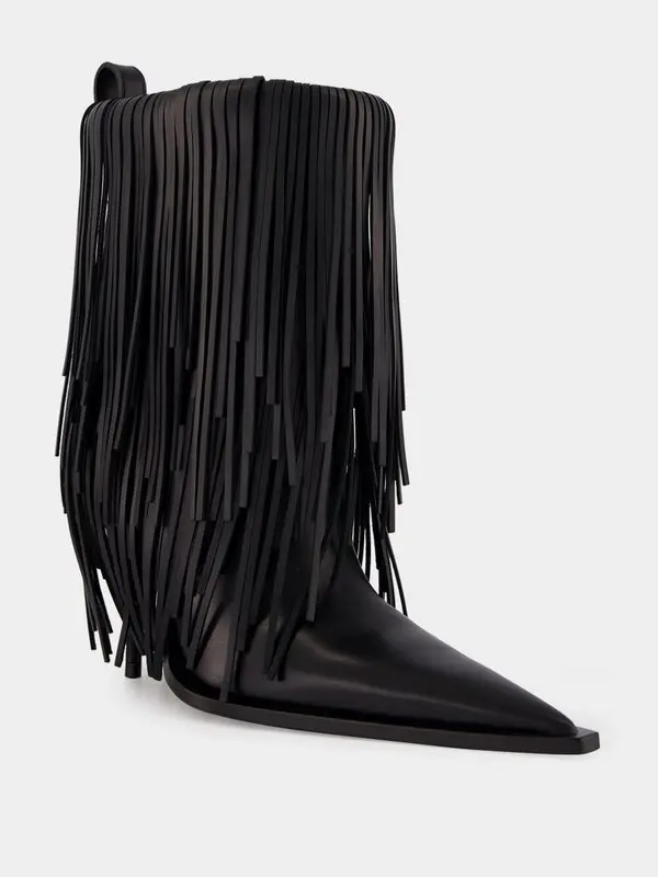 Balenciaga Avenue Fringe Leather Booties