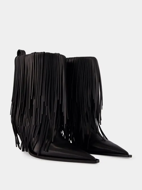 Balenciaga Avenue Fringe Leather Booties