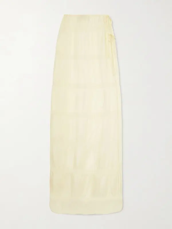 Kiki De Montparnasse Smocked Silk-blend Maxi Skirt - Yellow