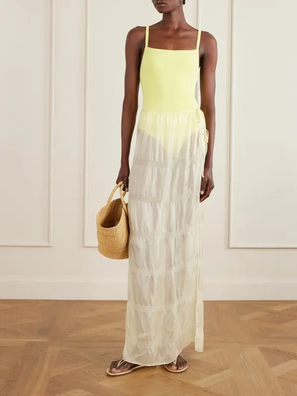Kiki De Montparnasse Smocked Silk-blend Maxi Skirt