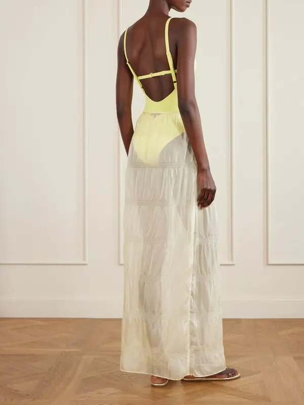 Kiki De Montparnasse Smocked Silk-blend Maxi Skirt