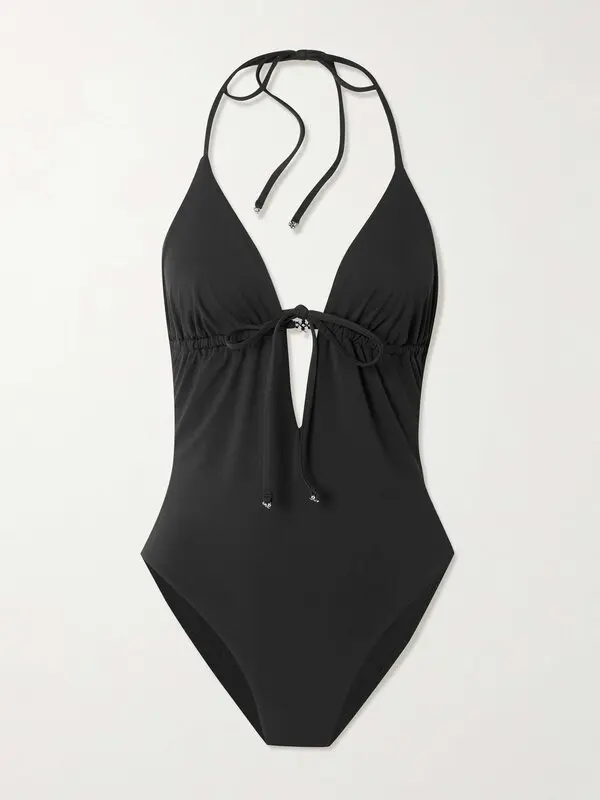 Tory Burch Cutout Halterneck One Piece Swimsuit - Black