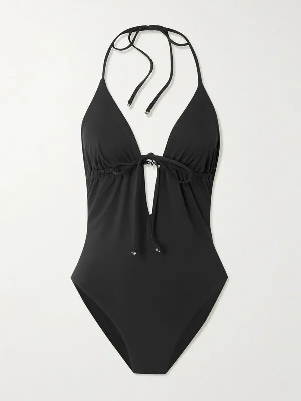 Tory Burch Cutout Halterneck One Piece Swimsuit - Black