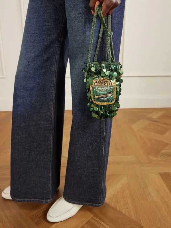 ANYA HINDMARCH Filippo Berio Mini Embellished Bucket Bag - Green