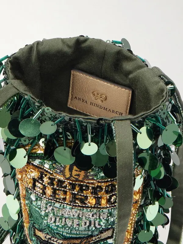ANYA HINDMARCH Filippo Berio Mini Embellished Bucket Bag - Green