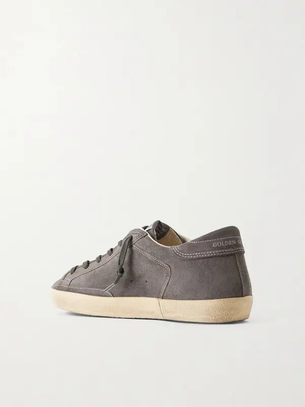 GOLDEN GOOSE Super Star Appliquéd Suede Sneakers - Gray