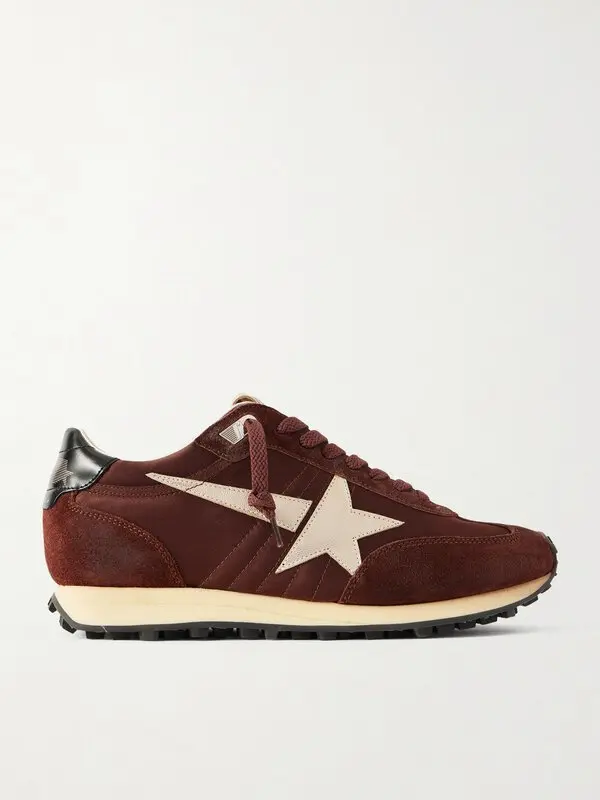 GOLDEN GOOSE Running Marathon Satin And Suede Sneakers - Brown