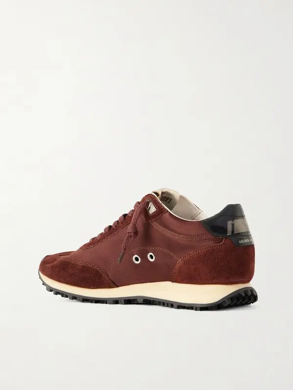GOLDEN GOOSE Running Marathon Satin And Suede Sneakers - Brown