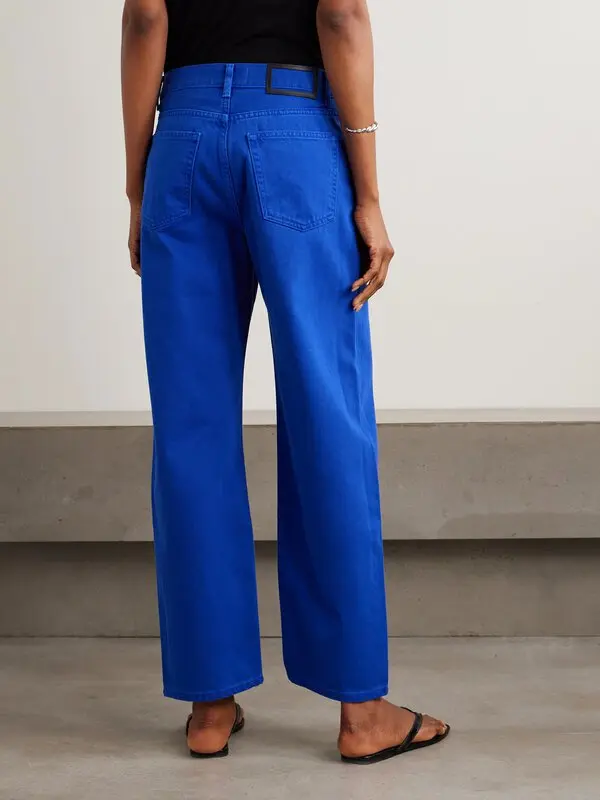 LA LIGNE Marilyn Striped Mid-rise Straight-leg Jeans - Blue