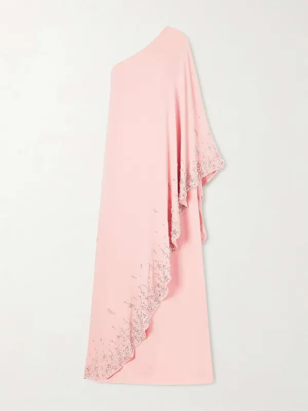 Oscar De La Renta One-shoulder Crystal-embellished Gown - Pink