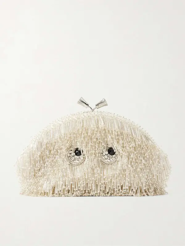 ANYA HINDMARCH Eyes Embellished Clutch - Ivory