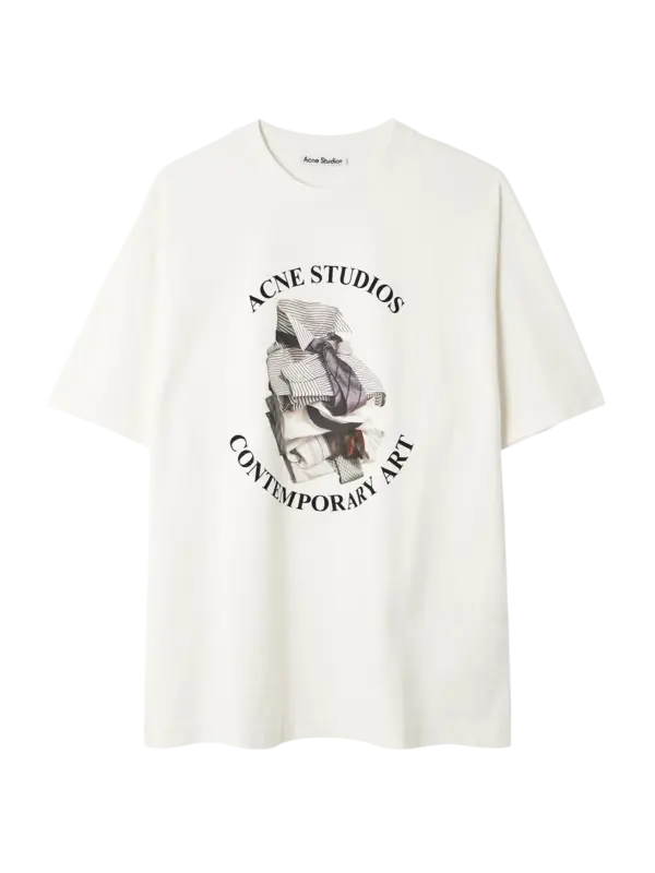 Acne Studios Printed Distressed Organic Cotton-jersey T-shirt - Neutrals