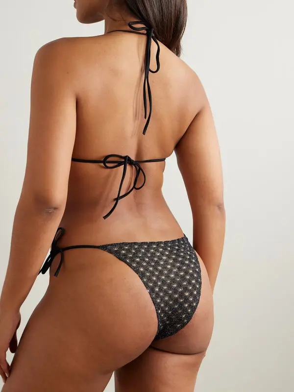 Missoni Metallic Crochet-knit Triangle Bikini