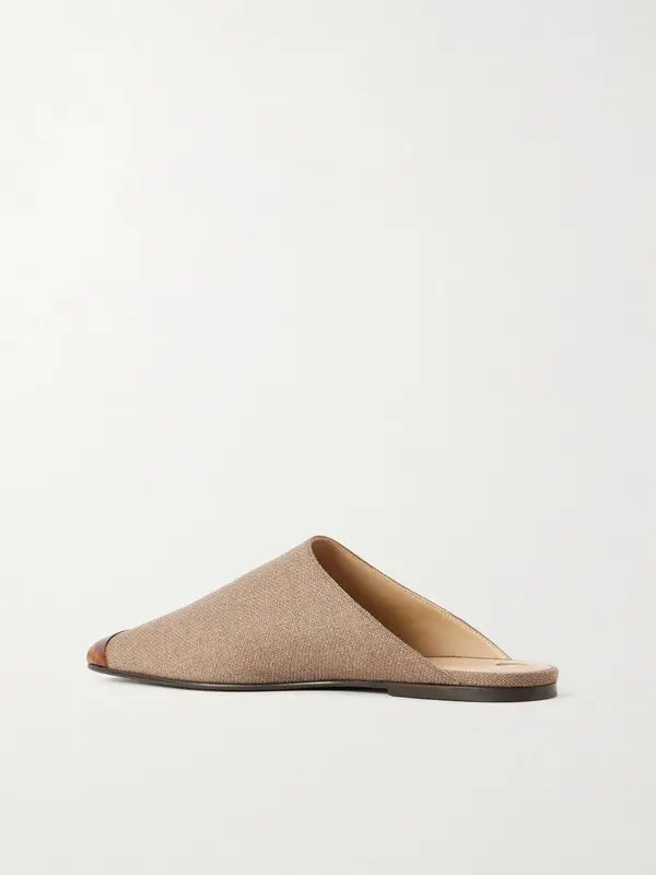 Loro Piana Alba Embellished Cashmere And Silk-blend Hopsack Slippers - Brown