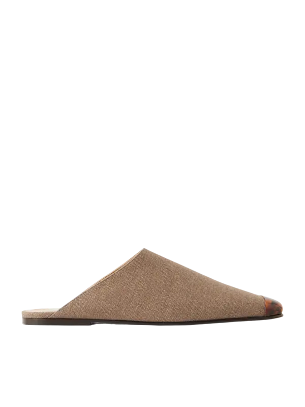 Loro Piana Alba Embellished Cashmere And Silk-blend Hopsack Slippers - Brown