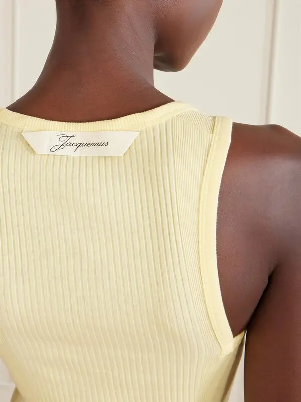 Jacquemus Ribbed Cotton-jersey Tank - Yellow