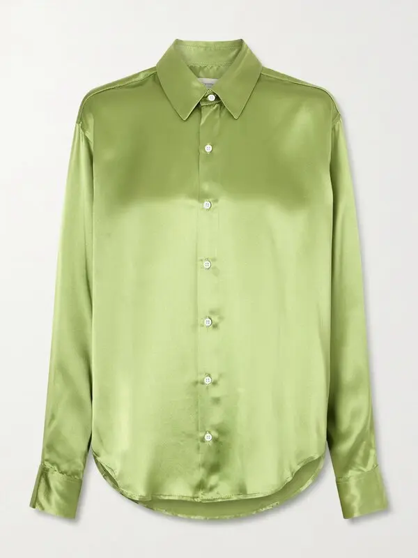 Comme Si La Classica Silk-charmeuse Shirt - Green