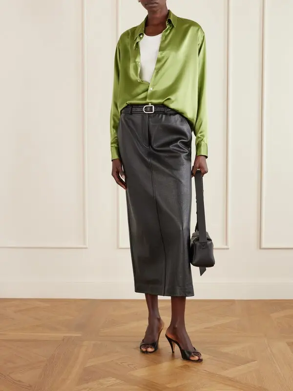 Comme Si La Classica Silk-charmeuse Shirt - Green