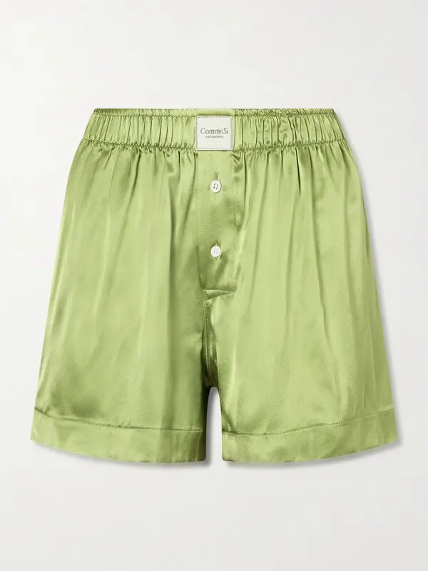 Comme Si Silk-charmeuse Shorts - Green