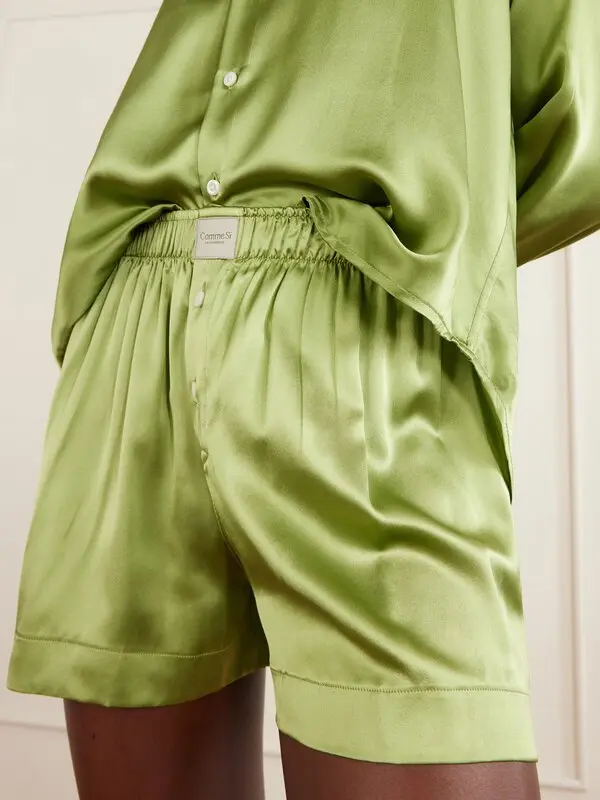 Comme Si Silk-charmeuse Shorts - Green