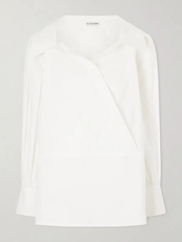 Altuzarra Arthur Wrap-effect Poplin Blouse