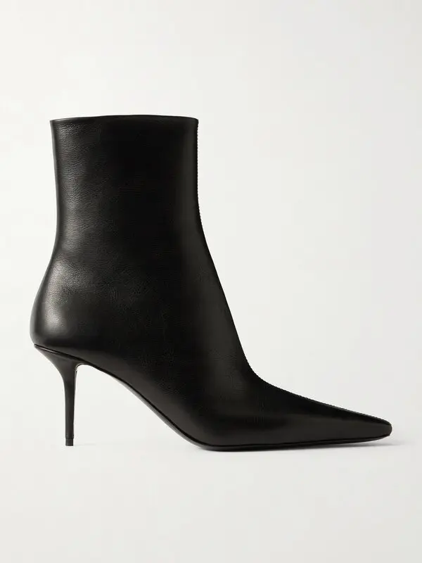 Saint Laurent Ashley Leather Ankle Boots - Black
