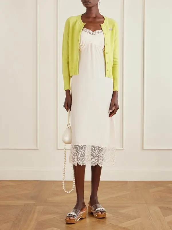 Simone Rocha Embellished Cashmere Cardigan - Green