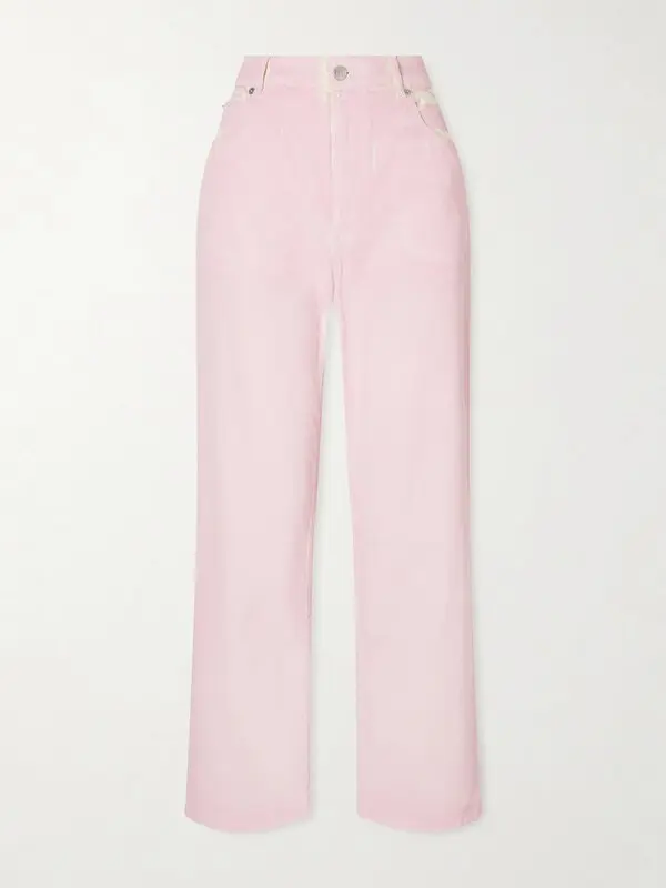 Marni Distressed High-rise Wide-leg Jeans - Pink
