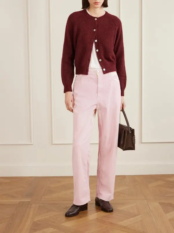 Marni Distressed High-rise Wide-leg Denim Jeans - Pink