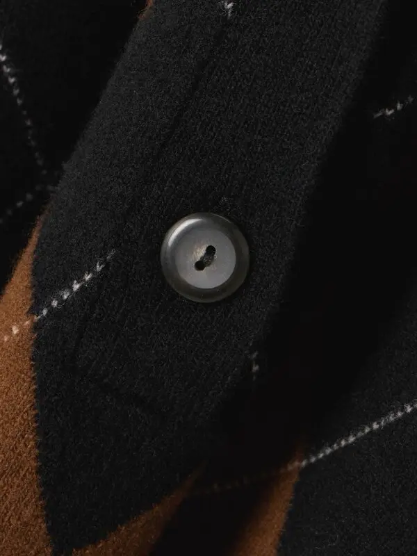 RÓHE Argyle Wool Polo Sweater - Black
