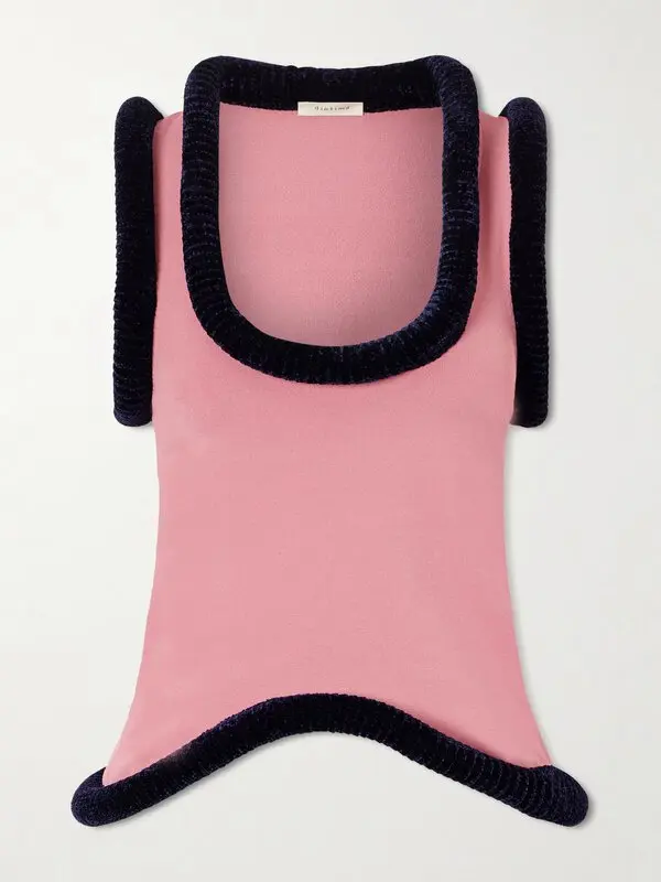 DIOTIMA Margot Velvet-trimmed Stretch-jersey Tank Top - Pink