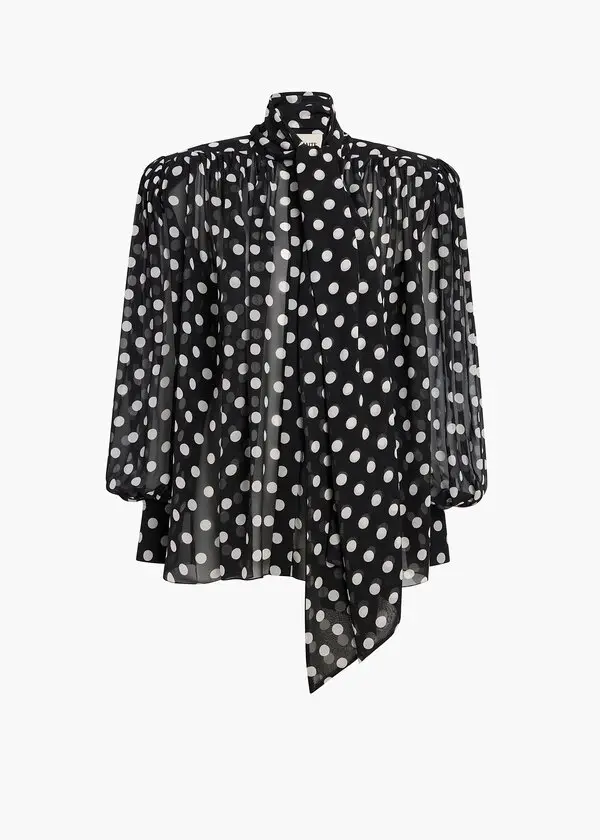 Khaite Vali Top In Black With White Dots - Medium Dot Black