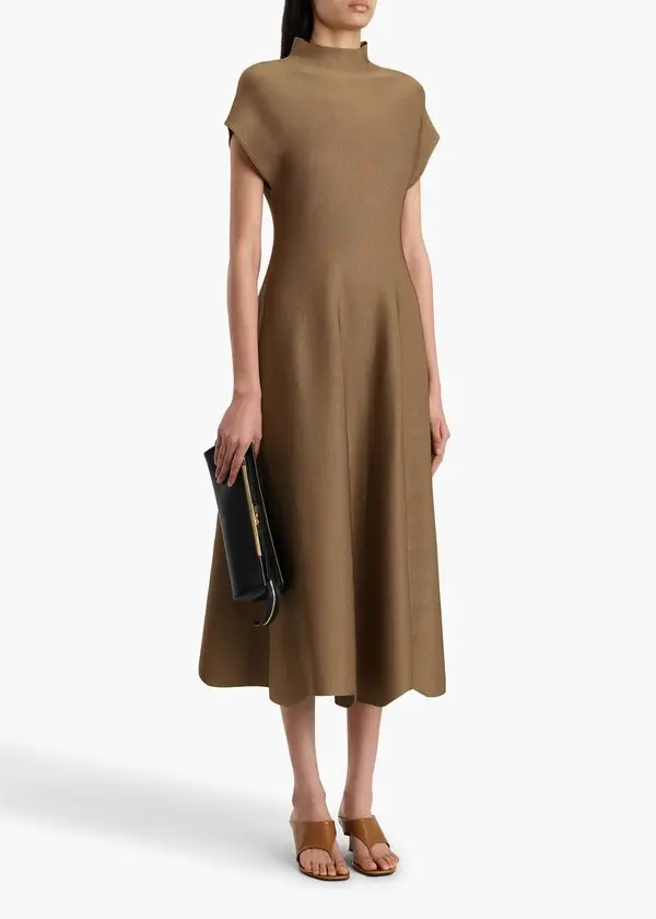 Khaite Lyra Knit Midi Dress - Carob