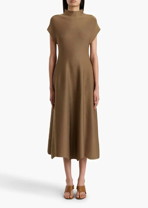 Khaite Lyra Knit Midi Dress - Carob