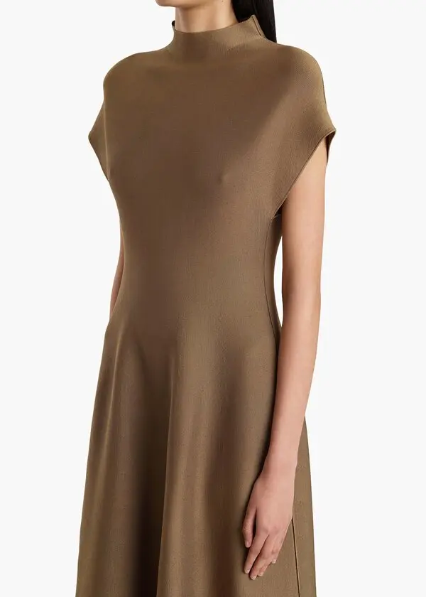Khaite Lyra Knit Midi Dress - Carob