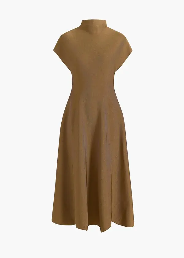 Khaite Lyra Knit Midi Dress - Carob