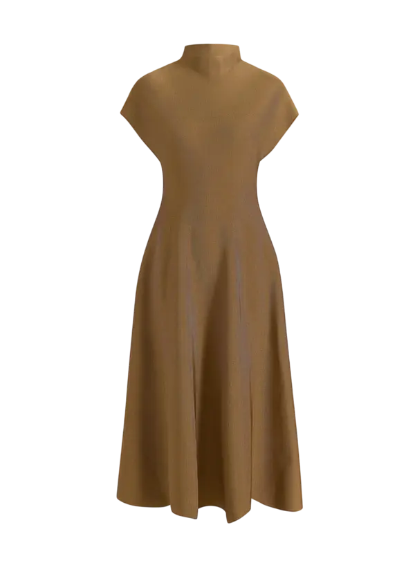 Khaite Lyra Knit Midi Dress - Carob