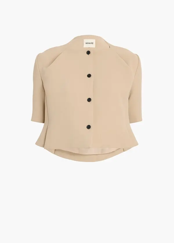 Khaite Franc Peplum Jacket - Tea Stain