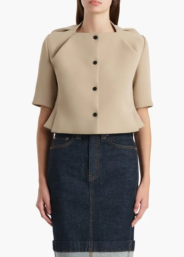 Khaite Franc Peplum Jacket - Tea Stain