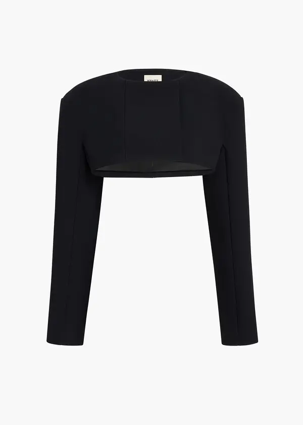 Khaite Fenla Crepe Cropped Jacket - Black