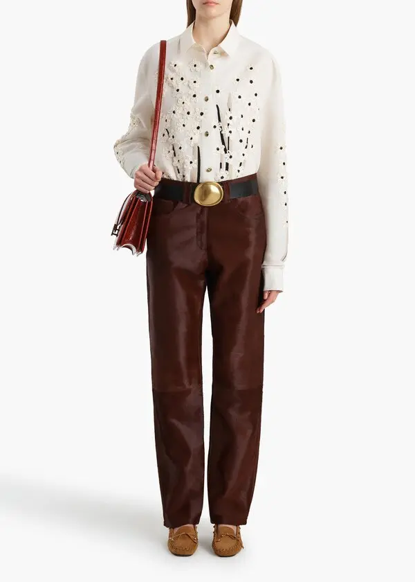 Khaite Argo Top With Floral Embroidery - Natural